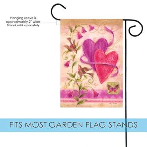 Toland Home Garden 1110275 Love Birds Garden Flag, 12.5" x 18", Double Sided for Outdoor Valentines Day House Yard Decoration