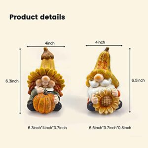 HONGLAND Garden Gnome Statue,2 Pack Resin Gnome Figurine Pumpkin Ornaments Outdoor Statues Home Decor for Fall Harvest Thanksgiving, Patio Yard Lawn Porch, Gardening Decor-6.5 Inch