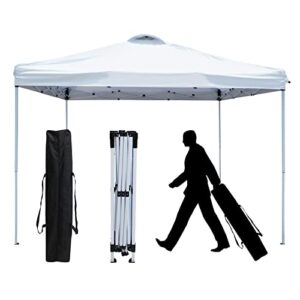 White 10x10ft Pop Up Tent Heavy Duty Gazebo,3 Height Adjustable Commercial Canopy Instant Shelter Outdoor Steel Frame Canopy,wtih Stakes/Ropes/Handle Bag,for Backyard Patio Garden