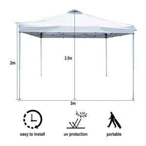 White 10x10ft Pop Up Tent Heavy Duty Gazebo,3 Height Adjustable Commercial Canopy Instant Shelter Outdoor Steel Frame Canopy,wtih Stakes/Ropes/Handle Bag,for Backyard Patio Garden