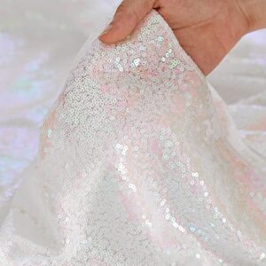 Sequin Curtains 2 Panels White Iridescent 2FTx8FT Sequin Photo Backdrop Sequin Backdrop Fabric Background