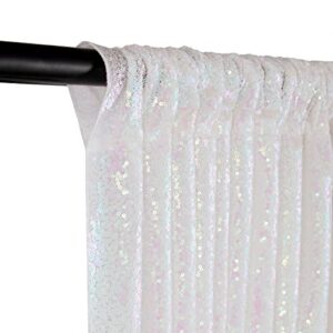 Sequin Curtains 2 Panels White Iridescent 2FTx8FT Sequin Photo Backdrop Sequin Backdrop Fabric Background