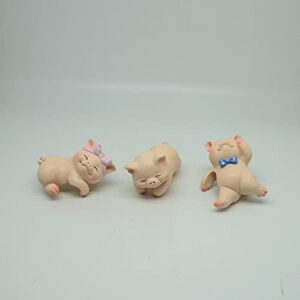 QIANSHENG Set of 3 Garden Pig Statues Terrarium Flower Pot Hanger and Vase Hugger Miniature Pig Figurines Fairy Garden Ornaments Cute Animal Planter Hanging Pendant Decorations