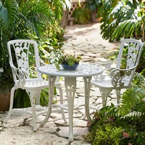 brylanehome 3 piece rose bistro set patio furniture, white