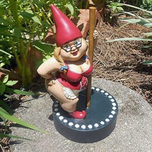 haifengda pole dance garden gnomes, funny woman dancing gnome garden decor, garden statues outdoor for home decoration outdoor yard art lawn patio garden gnome decor.