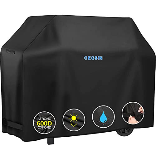 Cegsin 58 Inch Grill Cover, Heavy Duty Waterproof BBQ Grill Cover, UV and Fade Resistant Gas Grill Cover, 600D Outdoor Grill Cover Fits Grills of Weber Brinkman Char-Broil, Etc-Black