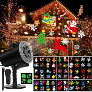 holiday projector light, syslux halloween christmas projector lights 16 hd slides led waterproof light outdoor indoor light with remote control for party garden halloween xmas holiday landscape decor