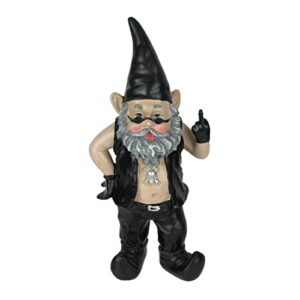 zeckos gnoschitt the naughty biker motorcycle garden gnome unique indoor outdoor decorative statue 13 inches tall