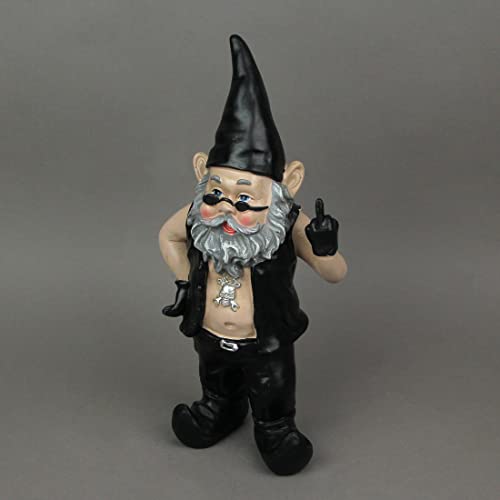 Zeckos Gnoschitt The Naughty Biker Motorcycle Garden Gnome Unique Indoor Outdoor Decorative Statue 13 Inches Tall