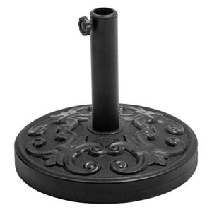 crestlive products 30lbs heavy duty patio market umbrella base, round cement umbrella stand for outdoor, deck, lawn, garden, flower decorative pattern (black)