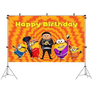 4*2.6Ft Minions Movie Backdrop Banner, Minions Movie Party Supplies Theme Party Background Party Supplies for Indoor Outdoor Photo Booth Props