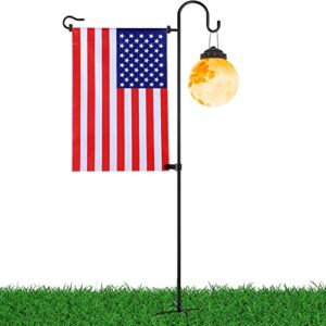 spiphy garden flag holder stand with shepherd hook, 48″ weather-proof garden flag pole with spring stoppers and flag clip garden flag stand with american flag(without light)