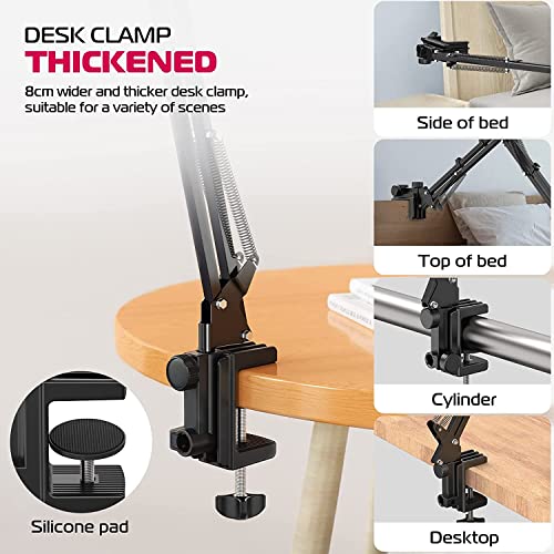 ULANZI T3 Phone Stand for Recording, Overhead Phone Mount with Ring Light, Adjustable Desk Arm Stand for iPhone, Desktop Stand for YouTube Starter Live Stream Cooking Painting Nail Video Recording