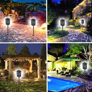 Upgrade Solar Lights Bright Pathway Outdoor, IP65 Waterproof Landscape Path Light, LED Spotlights Outside Solar Powered Lamp for Garden, Lawn, Patio, Walkway, Driveway, White Lighting, 4 Pack