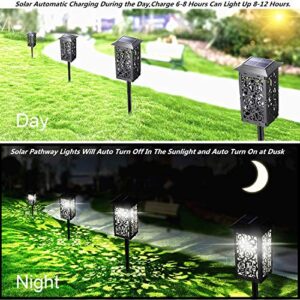 Upgrade Solar Lights Bright Pathway Outdoor, IP65 Waterproof Landscape Path Light, LED Spotlights Outside Solar Powered Lamp for Garden, Lawn, Patio, Walkway, Driveway, White Lighting, 4 Pack