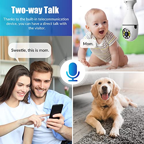 Light Bulb Security Camera Wireless Outdoor - 2.4GHz/5GHz WiFi 360 Surveillance Indoor Socket Security Camera Camera Real-time Motion Detection Alerts Two Way Talk Night Vision 64G SD Card Included