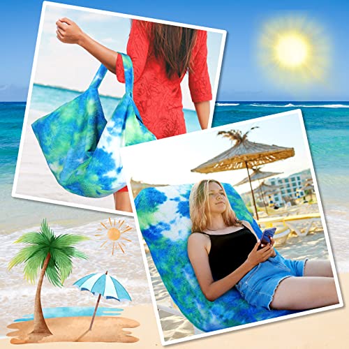 Chaise Lounge Cover Beach Chair Cover Tie Dye Lounge Chair Covers Outdoor Chair Cover Pool Lounge Chair Cover Microfiber Chaise Beach Towel for Beach Pool Sunbathing Travel Garden (Green, 2 Pcs)