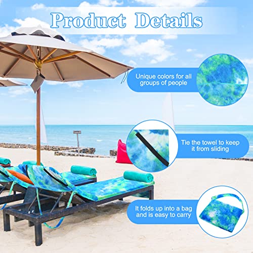 Chaise Lounge Cover Beach Chair Cover Tie Dye Lounge Chair Covers Outdoor Chair Cover Pool Lounge Chair Cover Microfiber Chaise Beach Towel for Beach Pool Sunbathing Travel Garden (Green, 2 Pcs)