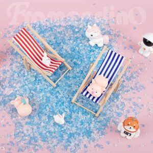 Framendino, 3 Pack Miniature Foldable Beach Chair 1:12 Mini Deck Chair Longue for DIY Fairy Garden Bonsai Ocean Beach Micro Landscape Decoration