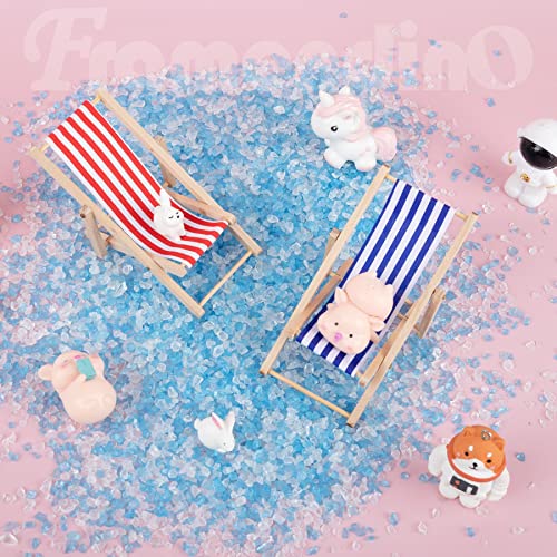 Framendino, 3 Pack Miniature Foldable Beach Chair 1:12 Mini Deck Chair Longue for DIY Fairy Garden Bonsai Ocean Beach Micro Landscape Decoration