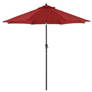 Royal Garden 9' Aluminum Crank/Tilt Market Patio Umbrella - Heavy Duty Performance Olefin Fabric Sun Shade - Rust Free Pole Design that Fits Most Umbrella Table and Stand Holes, Red