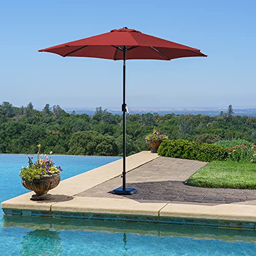 Royal Garden 9' Aluminum Crank/Tilt Market Patio Umbrella - Heavy Duty Performance Olefin Fabric Sun Shade - Rust Free Pole Design that Fits Most Umbrella Table and Stand Holes, Red