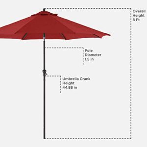 Royal Garden 9' Aluminum Crank/Tilt Market Patio Umbrella - Heavy Duty Performance Olefin Fabric Sun Shade - Rust Free Pole Design that Fits Most Umbrella Table and Stand Holes, Red