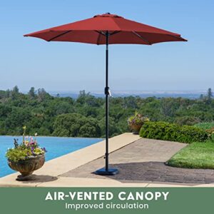 Royal Garden 9' Aluminum Crank/Tilt Market Patio Umbrella - Heavy Duty Performance Olefin Fabric Sun Shade - Rust Free Pole Design that Fits Most Umbrella Table and Stand Holes, Red