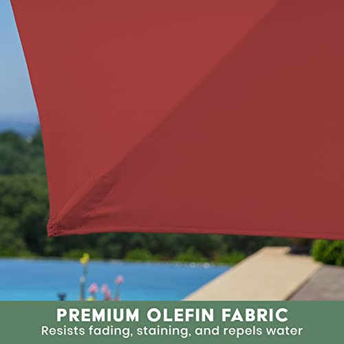 Royal Garden 9' Aluminum Crank/Tilt Market Patio Umbrella - Heavy Duty Performance Olefin Fabric Sun Shade - Rust Free Pole Design that Fits Most Umbrella Table and Stand Holes, Red