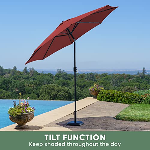 Royal Garden 9' Aluminum Crank/Tilt Market Patio Umbrella - Heavy Duty Performance Olefin Fabric Sun Shade - Rust Free Pole Design that Fits Most Umbrella Table and Stand Holes, Red