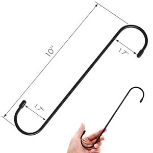 6 Pack Large Heavy Duty S Hooks,10 Inch Long Utility S Hook for Plant Flowerpot, Large Hummingbird Feeder Hooks,Black Giant S-Shaped Hook for Basket,Garden,Patio,Indoor& Outdoor Uses .