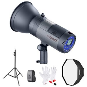 neewer vision 4 powered outdoor studio flash strobe (1000 full power flashes) with softbox, light stand and cleaning kit for video location photography product id: 5