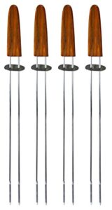 mr. bar-b-q 40217y oval wood handle double pronged skewers, 4 pcs