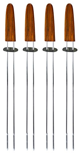 Mr. Bar-B-Q 40217Y Oval Wood Handle Double Pronged Skewers, 4 Pcs