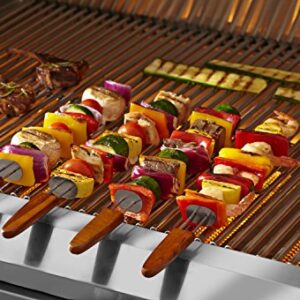 Mr. Bar-B-Q 40217Y Oval Wood Handle Double Pronged Skewers, 4 Pcs