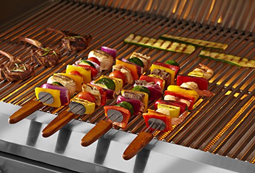 Mr. Bar-B-Q 40217Y Oval Wood Handle Double Pronged Skewers, 4 Pcs