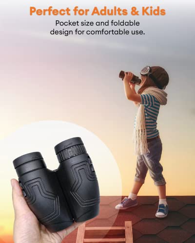 New 2023 12x25 Compact Binoculars for Adults Kids with Low Light Night Vision - Waterproof Easy Focus Binoculars for Hunting Bird Watching Outdoor Travel Sport Games - Large Eyepiece