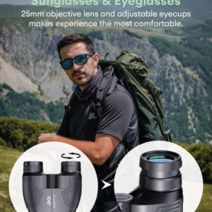 New 2023 12x25 Compact Binoculars for Adults Kids with Low Light Night Vision - Waterproof Easy Focus Binoculars for Hunting Bird Watching Outdoor Travel Sport Games - Large Eyepiece