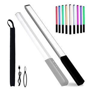 light wand photography led rgb portable handheld zkeezm 9 colours temperatures,1000 lumens photography video lighting stick, adjustable 3000-6000k, usb rechargable battery 12 brightness levels cri95+