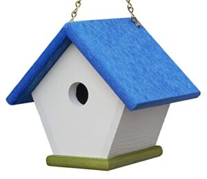 homepro garden hanging wren house: brilliant blue and green poly lumber bird house