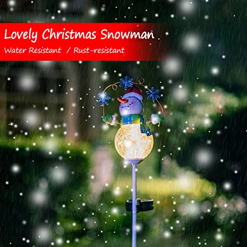 haitianxin Christmas Solar Garden Lights Stakes Snowman Pole Lamp New Year Decor Yard Art Outdoor Winter Lawn Pathway