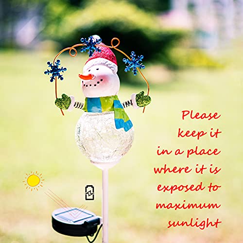 haitianxin Christmas Solar Garden Lights Stakes Snowman Pole Lamp New Year Decor Yard Art Outdoor Winter Lawn Pathway