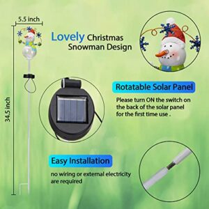 haitianxin Christmas Solar Garden Lights Stakes Snowman Pole Lamp New Year Decor Yard Art Outdoor Winter Lawn Pathway