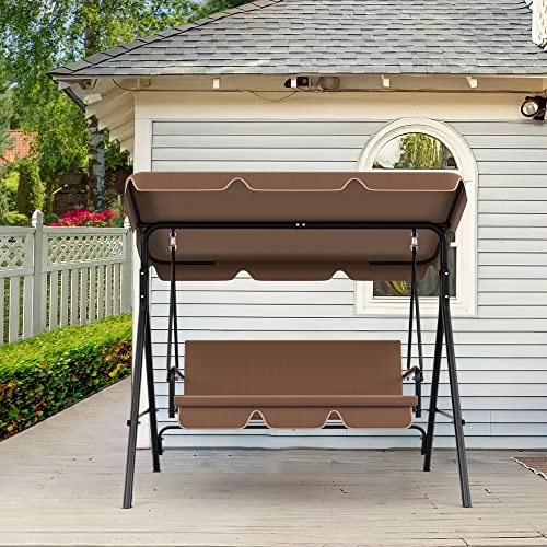 YITAHOME Outdoor 3-Person Porch Swing with Stand, Canopy Patio Swing Chair with Removable Cushion, and Weather Resistant Powder Coated Steel Frame, Suitable for Garden, Poolside, Balcony, Backyard