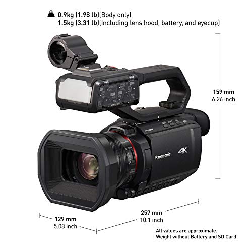 Panasonic X2000 4K Professional Camcorder with 24x Optical Zoom, WiFi HD Live Streaming, 3G SDI Output and VW-HU1 Detachable Handle, HC-X2000 (USA Black)