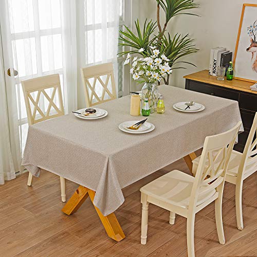 Spring Garden Home Table Protector for Dinning Room Table Heavy Weight Rectangle/Oblong Table Cloth Cover for Kitchen Party Patio Indoor Outdoor, 52x70-Inch, Linen