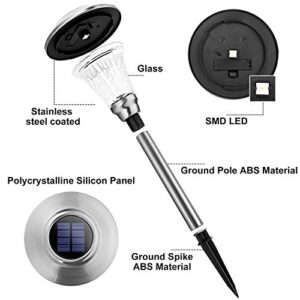 SOLPEX 8 Pack Solar Path Lights, Solar Pathway Lights Outdoor Waterproof, Glass Stainless Steel Automatic Solar Walkway Lights for Yard, Lawn, Patio, Garden, Path, Walkway or Driveway（Warm White）