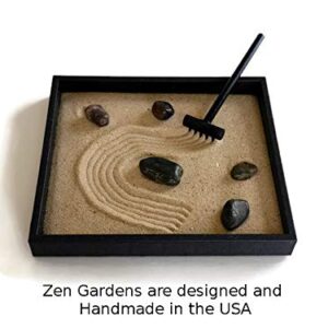 Mini Zen Garden Black Handmade Kit Indoor Miniature Sand Garden Relaxation Gift