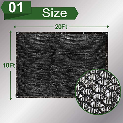 vensovo 50% Sunblock Shade Cloth Net Black Resistant - 10x20 Ft Garden Shade Mesh Tarp for Plant Cover, Greenhouse, Chicken Coop, Tomatoes, Plants