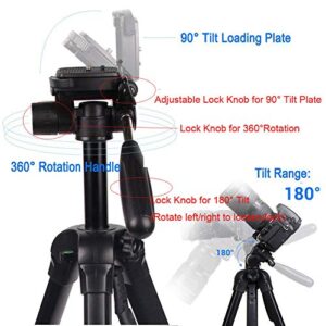 Regetek 73" Camera Tripod Travel Monopod (Aluminum Professional Video Camera Mount) Adjustable Stand with Flexible Head for Canon Nikon DV DSLR Camcorder Webcam Gopro cam& Carry Bag & Cellphone Mount